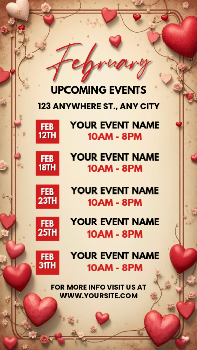 Yellow List-based February Upcoming Events Instagram Story Template ...
