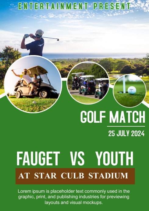 Plantilla de Yellow List-based Golf Match A4 | PosterMyWall