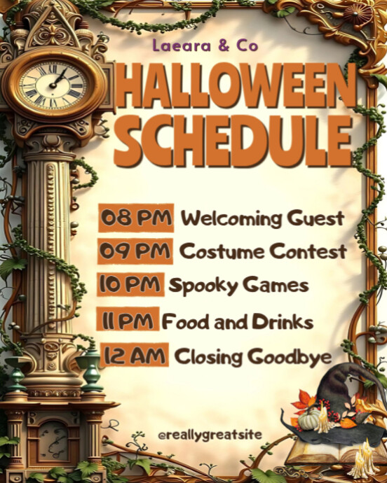 Yellow List-based Halloween Schedule Template Instagram Portrait ...