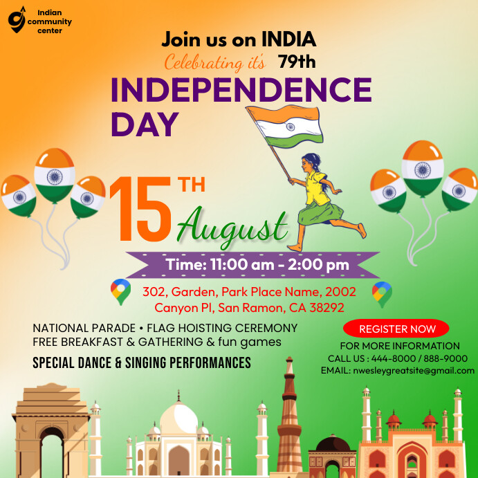 Plantilla de Yellow List-based India Independence Day Inst | PosterMyWall