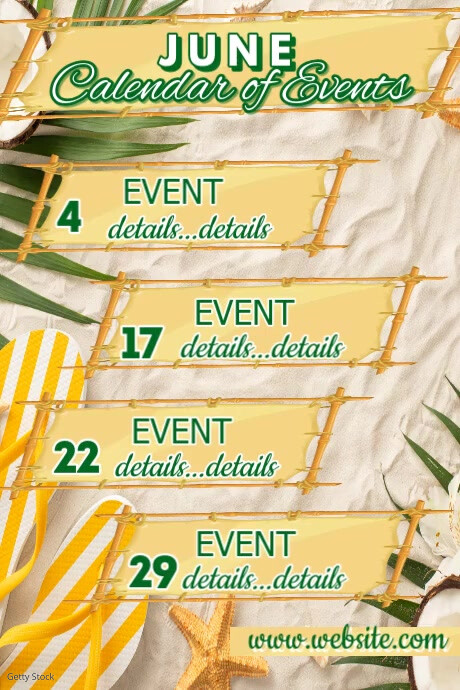 Plantilla de Yellow List-Based June Calendar Poster | PosterMyWall