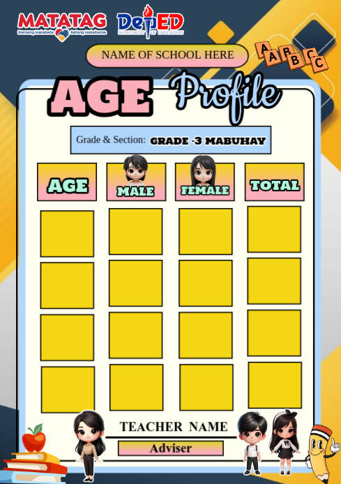 Yellow List-based Student Age Profile A4 Template | PosterMyWall