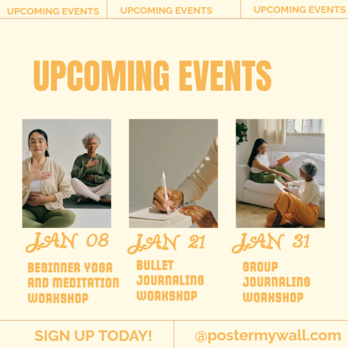 Yellow List-based Upcoming Events Flyer Instagram Post Template ...