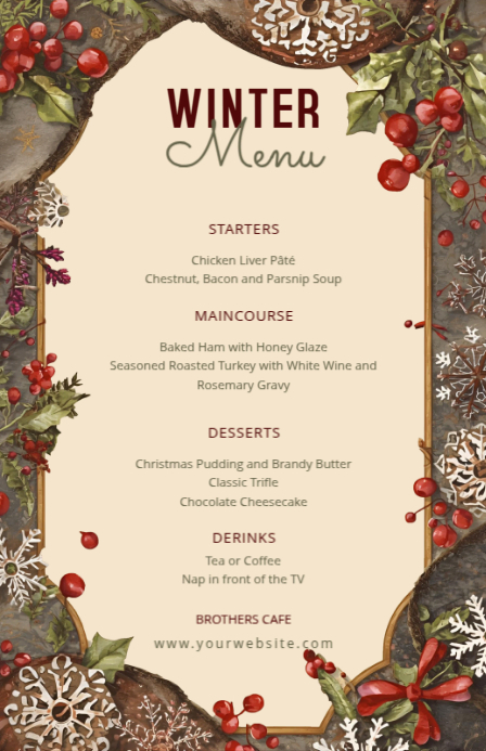 Yellow List-based Winter Menu Restaurant Ad Template Design Tabloid ...