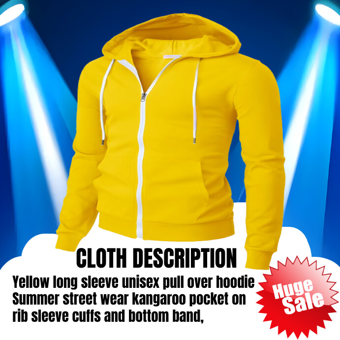 Yellow long sleeve pull over summer wear Template | PosterMyWall