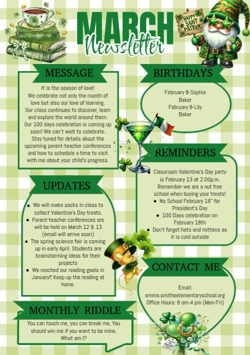 Plantilla de Yellow March Classroom Newsletter A4 | PosterMyWall