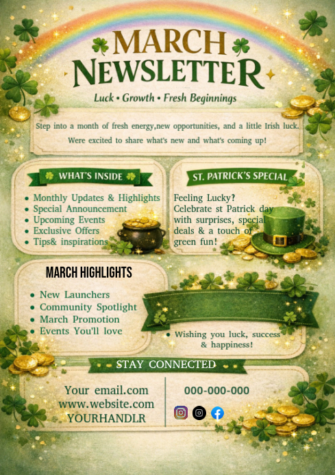 Yellow March Newsletter A4 Template | PosterMyWall