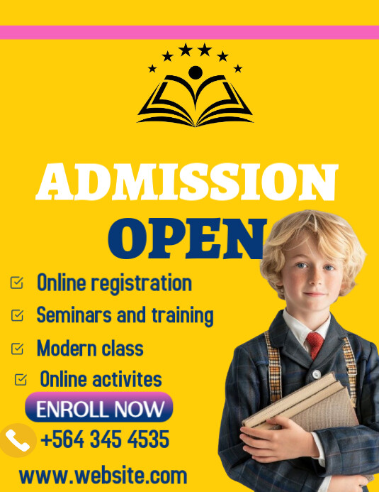Yellow Maximalist Admissions Open Flyer (us Letter) Template | PosterMyWall