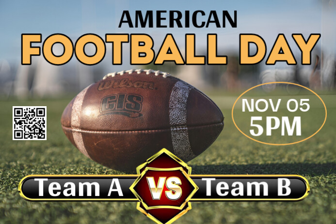 Yellow Maximalist American Football Day Poster Templat | PosterMyWall