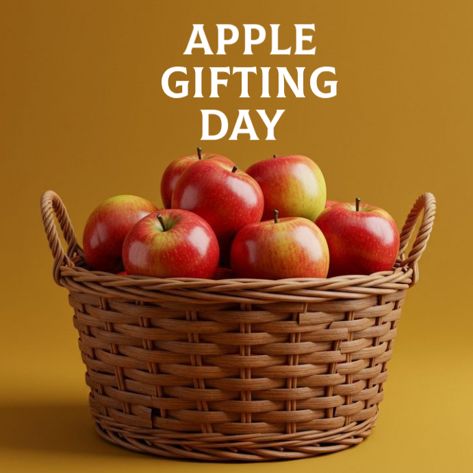 Yellow Maximalist Apple Gifting Day Instagram Post Template | PosterMyWall