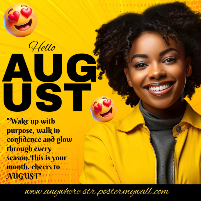 Yellow Maximalist August Flyer Instagram Post Template | PosterMyWall