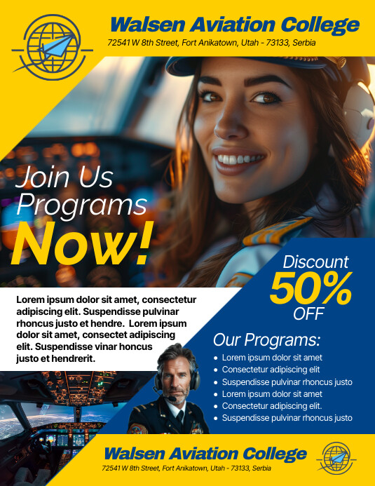 Yellow Maximalist Aviation Program Flyer (us Template | PosterMyWall