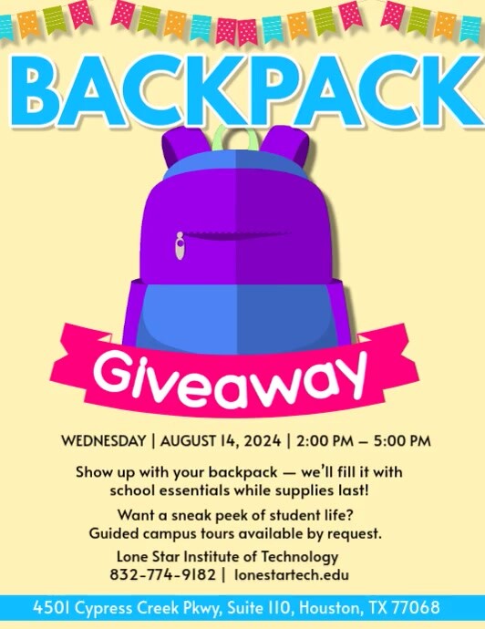Yellow Maximalist Backpack Giveaway Flyer (us Letter) Template ...