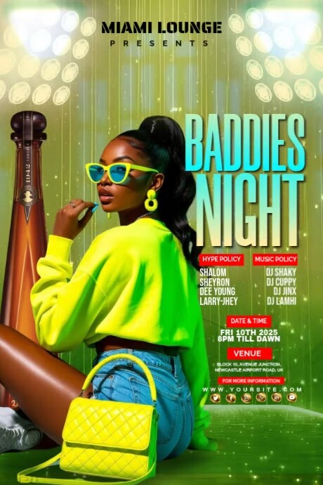 Yellow Maximalist Baddies Night – Fierce Club Party Video Flyer ...