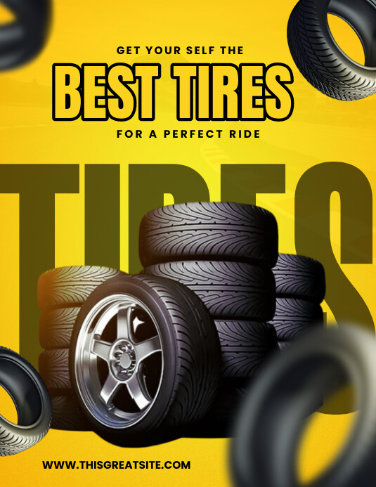 Yellow Maximalist Best Tires Flyer (us Letter Template | PosterMyWall