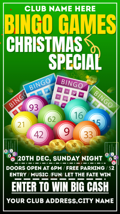 Yellow Maximalist Bingo Night Event Special Christmas Instagram Story ...