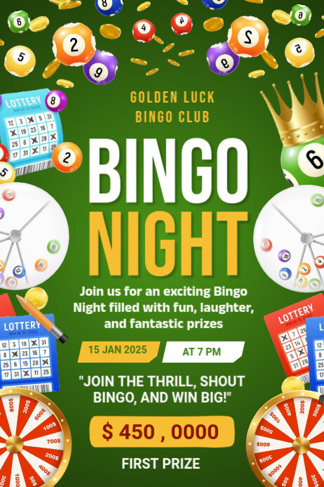 Yellow Maximalist Bingo Night Poster Template | PosterMyWall