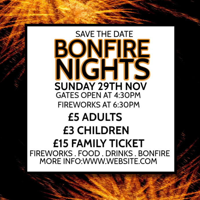 Yellow Maximalist Bonfire Night Instagram Post Template | PosterMyWall