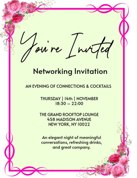 Yellow Maximalist Business Networking Invitation Template Flyer (us ...