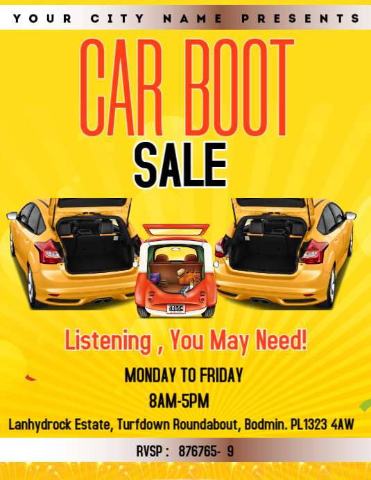 Yellow Maximalist Car Boot Sale Flyer Flyer (us Letter) Template ...