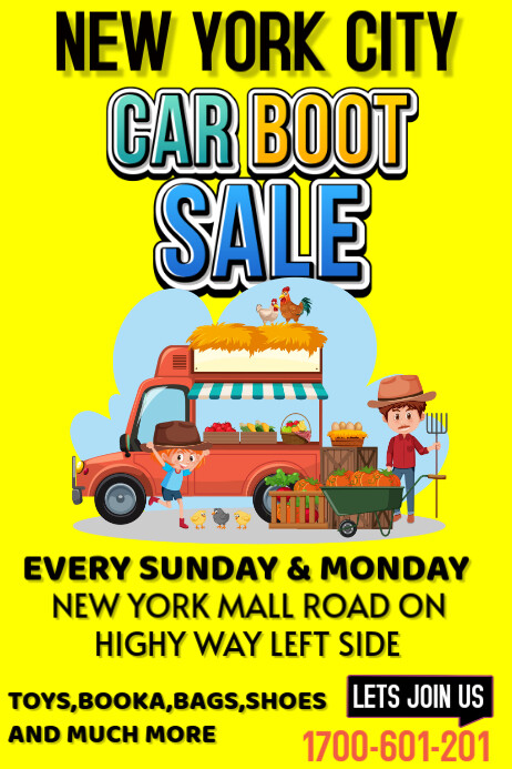 Copy of Yellow Maximalist Car Boot Sale Poster | PosterMyWall