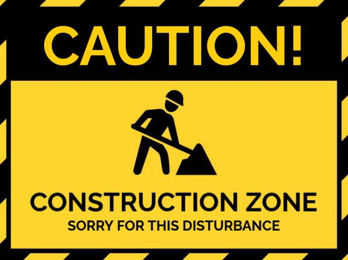 Yellow Maximalist Caution Construction Zone Area Presentation Template | PosterMyWall