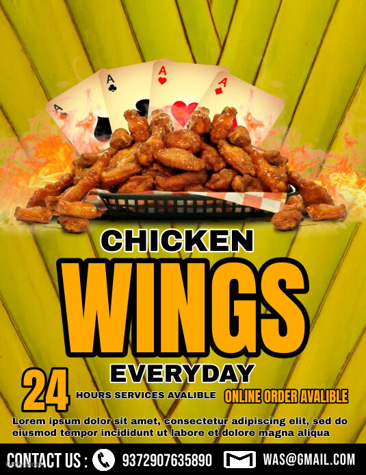Copy of Yellow Maximalist Chicken Wings Flyer Flyer ( | PosterMyWall