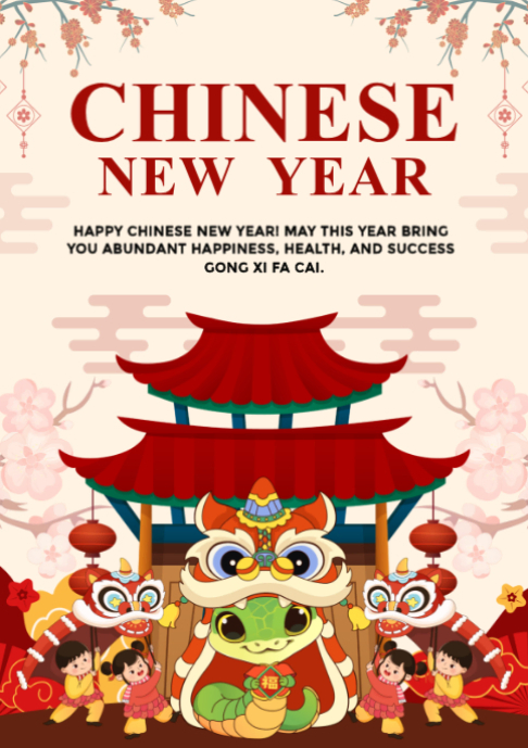 Yellow Maximalist Chinese New Year A2 Template | PosterMyWall