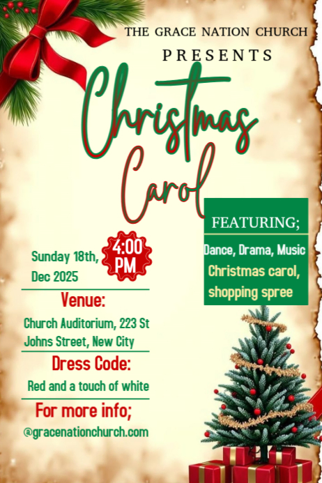 Yellow Maximalist Christmas Carol Service Poster Template | PosterMyWall