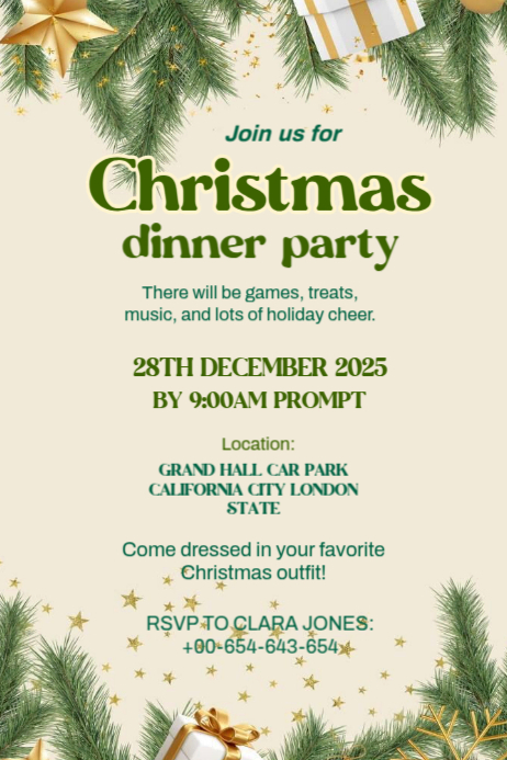 Yellow Maximalist Christmas Dinner Party Template Poster | PosterMyWall