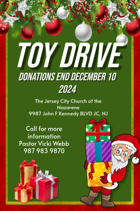 Yellow Maximalist Christmas Toy Drive Poster Template | PosterMyWall