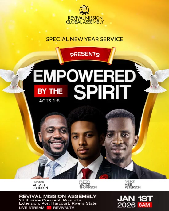 Yellow Maximalist Church New Year Service Instagram Portrait Template ...