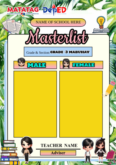 Copy of Yellow Maximalist Classroom Masterlist A4 | PosterMyWall