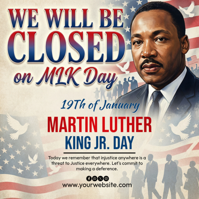 Yellow Maximalist Closed For Mlk Day Instagram Post Template | PosterMyWall