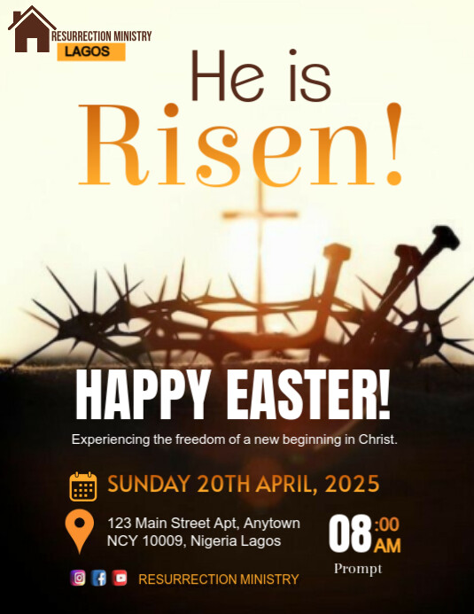 Yellow Maximalist Easter Sunday / He Is Risen Flyer (us Letter ...