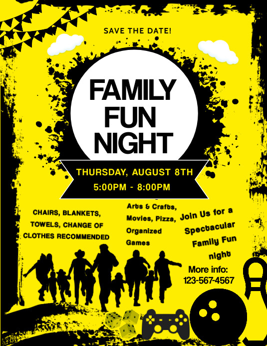 Copy of Yellow Maximalist Family Fun Night Flyer (us | PosterMyWall