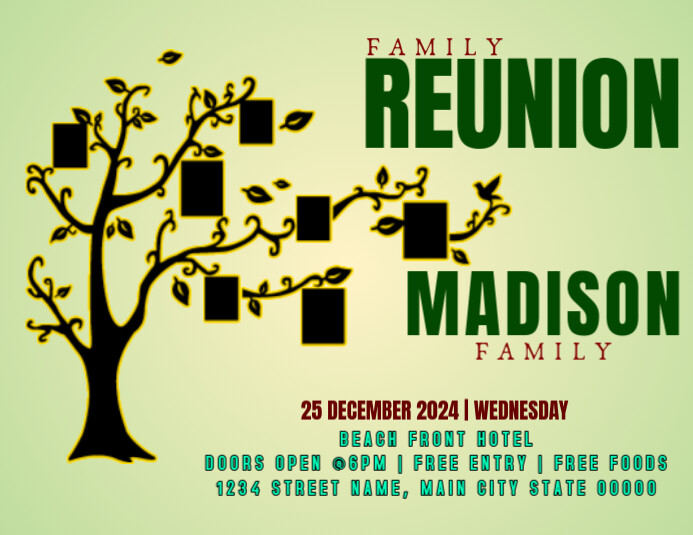 Yellow Maximalist Family Reunion Flyer (us Letter) Template | PosterMyWall