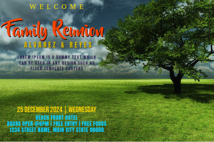 Yellow Maximalist Family Reunion Poster Template | PosterMyWall