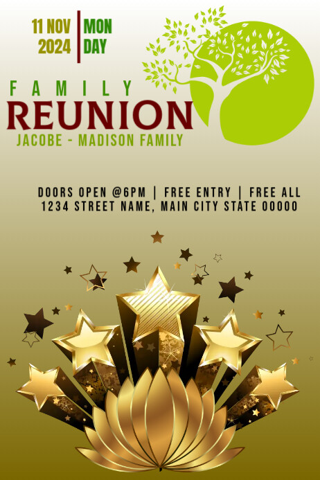 Yellow Maximalist Family Reunion Poster Template | PosterMyWall