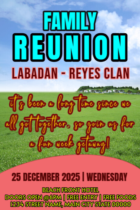 Yellow Maximalist Family Reunion Poster Template | PosterMyWall
