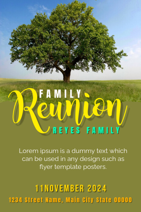 Yellow Maximalist Family Reunion Poster Template | PosterMyWall