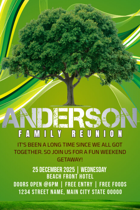 Yellow Maximalist Family Reunion Poster Template | PosterMyWall