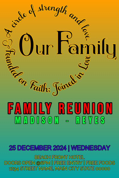 Yellow Maximalist Family Reunion Poster Template | PosterMyWall