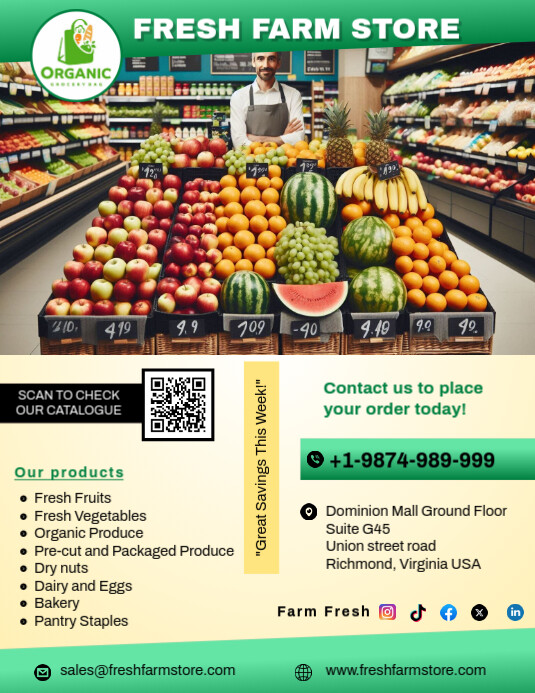 Yellow Maximalist Farm Produce Grocery Store Ad Flyer (us Letter ...