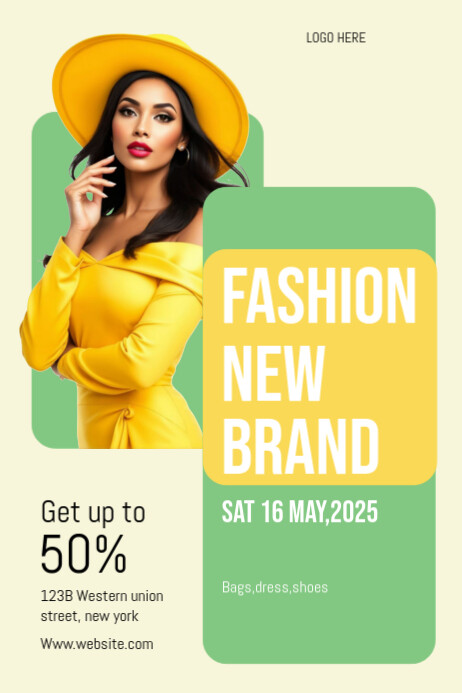 Yellow Maximalist Fashion Poster Template | PosterMyWall