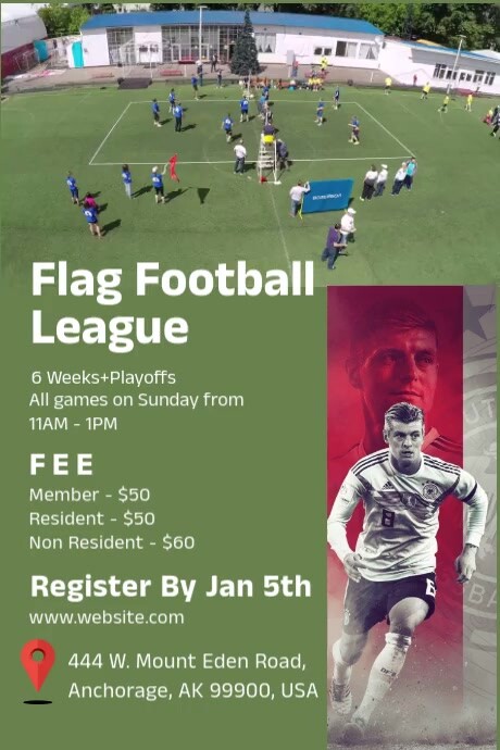 Yellow Maximalist Flag Football Banner 4' × 6' Template | PosterMyWall