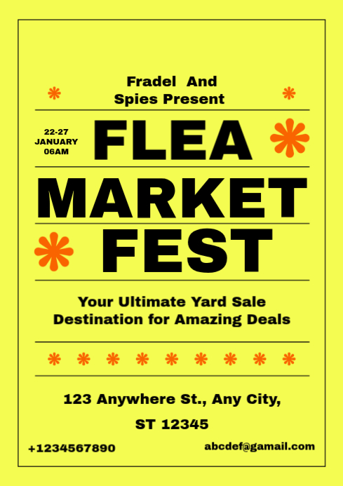 Yellow Maximalist Flea Market A4 Template | PosterMyWall