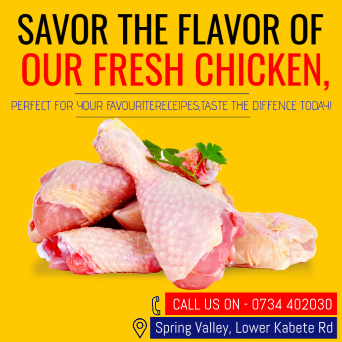 Yellow Maximalist Fresh Chiken Instagram Post Template | PosterMyWall