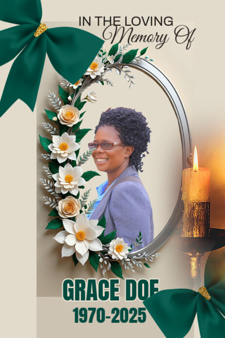 Yellow Maximalist Funeral Program Poster Template | PosterMyWall