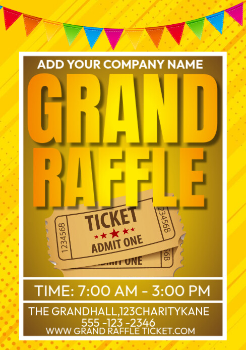 Yellow Maximalist Grand Raffle A5 Template | PosterMyWall